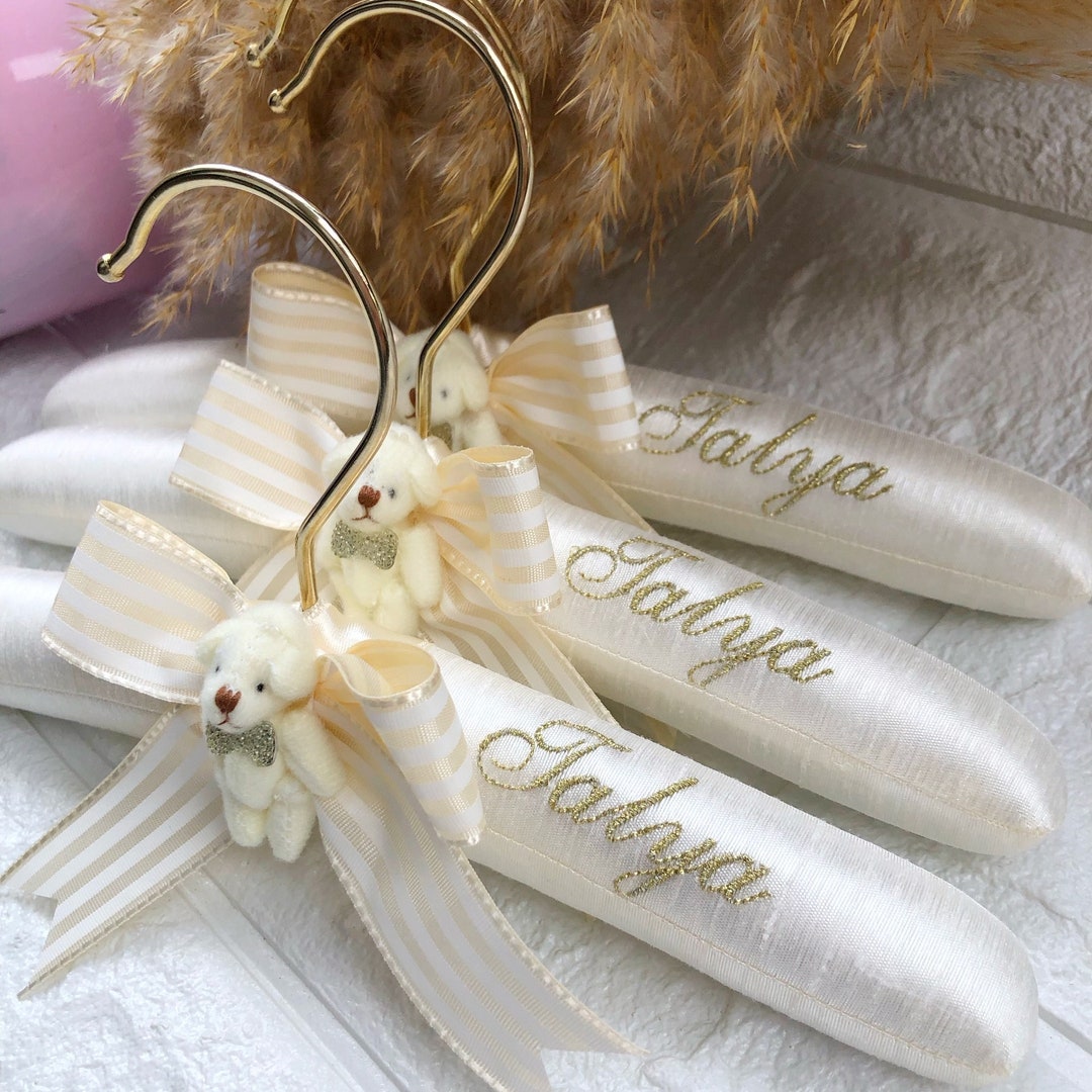 Embroidery Baby Hanger, Custom Cream Color Padded Hanger , Hanger With ...