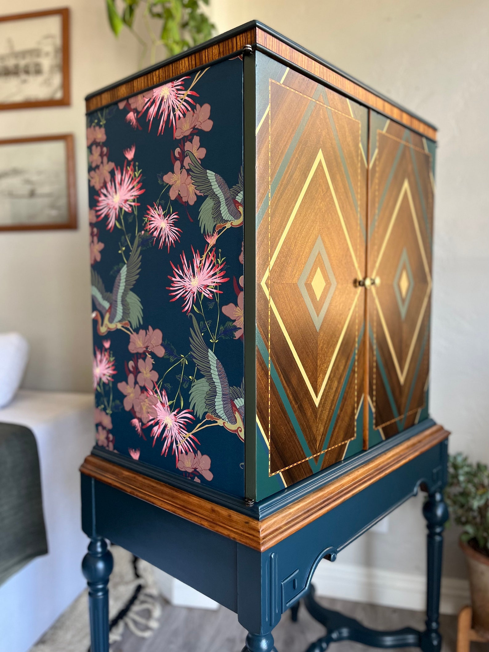 Sold***custom Designed Antique Radio Cocktail Cabinet Commission - Etsy
