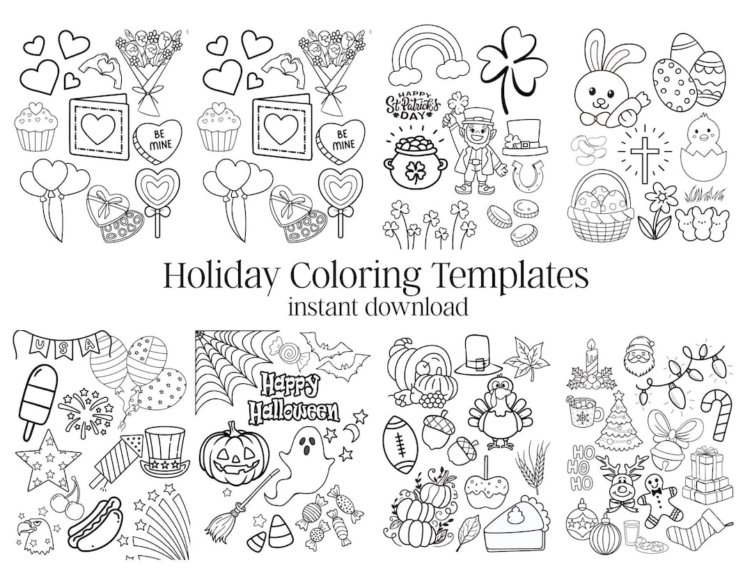 Holiday Coloring Pages | Coloring Templates | Instant Digital Download ...