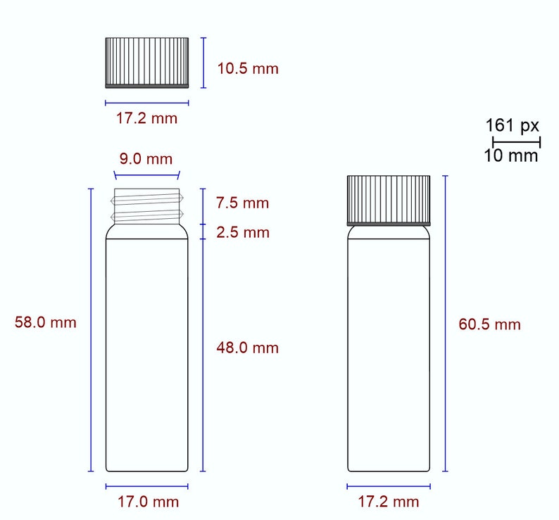 7 Ml Borosilicate Glass Vials With Screw Cap (5pcs) - Etsy