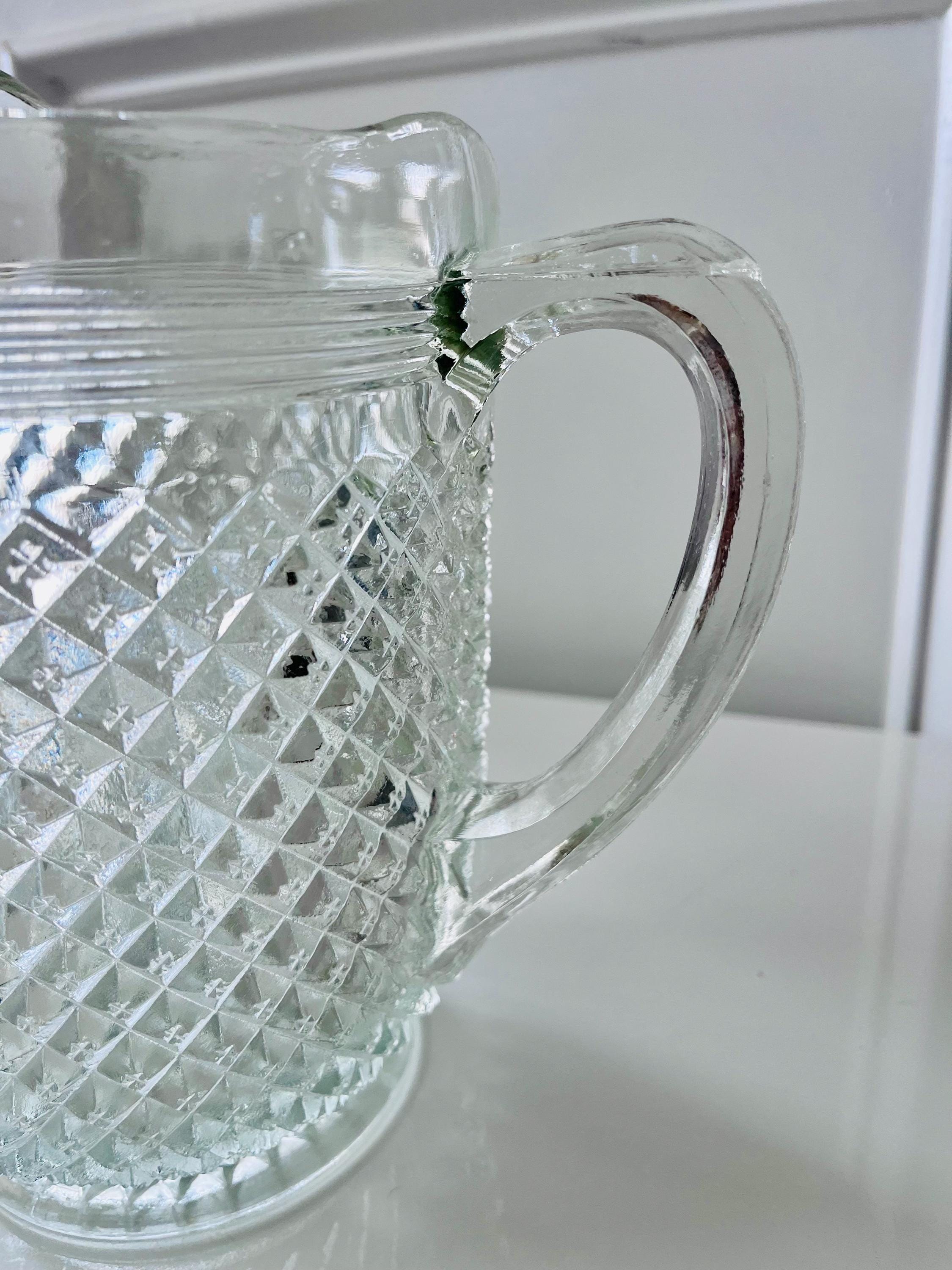 1950's Vintage Indiana Glass Pitcher Has a Beautiful Diamond Point ...