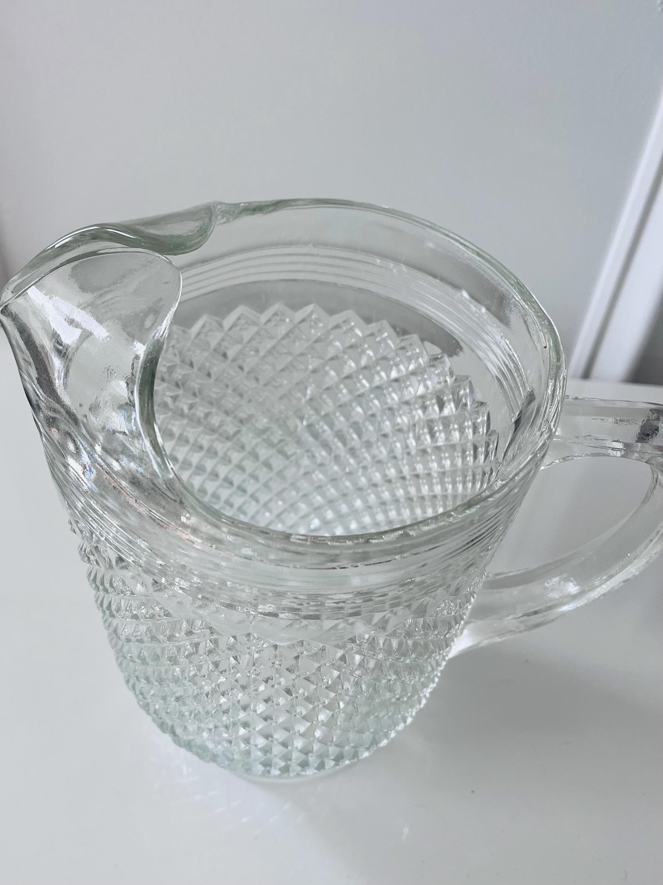 1950's Vintage Indiana Glass Pitcher Has a Beautiful Diamond Point ...