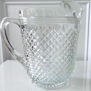1950's Vintage Indiana Glass Pitcher Has a Beautiful Diamond Point ...