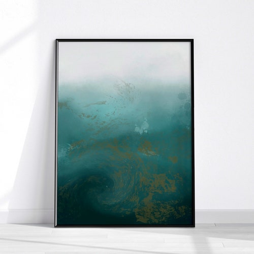 Modern Teal Wall Art Abstract Teal Print Teal Watercolour - Etsy