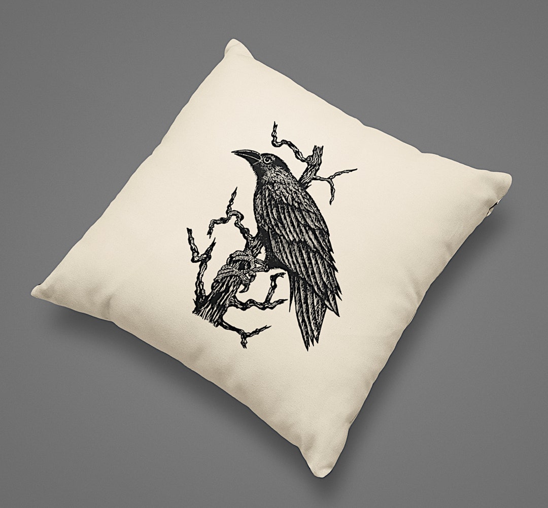 Pillow Crow Sofa Cushion Goth Decoration Pillow With Cover Raven ...