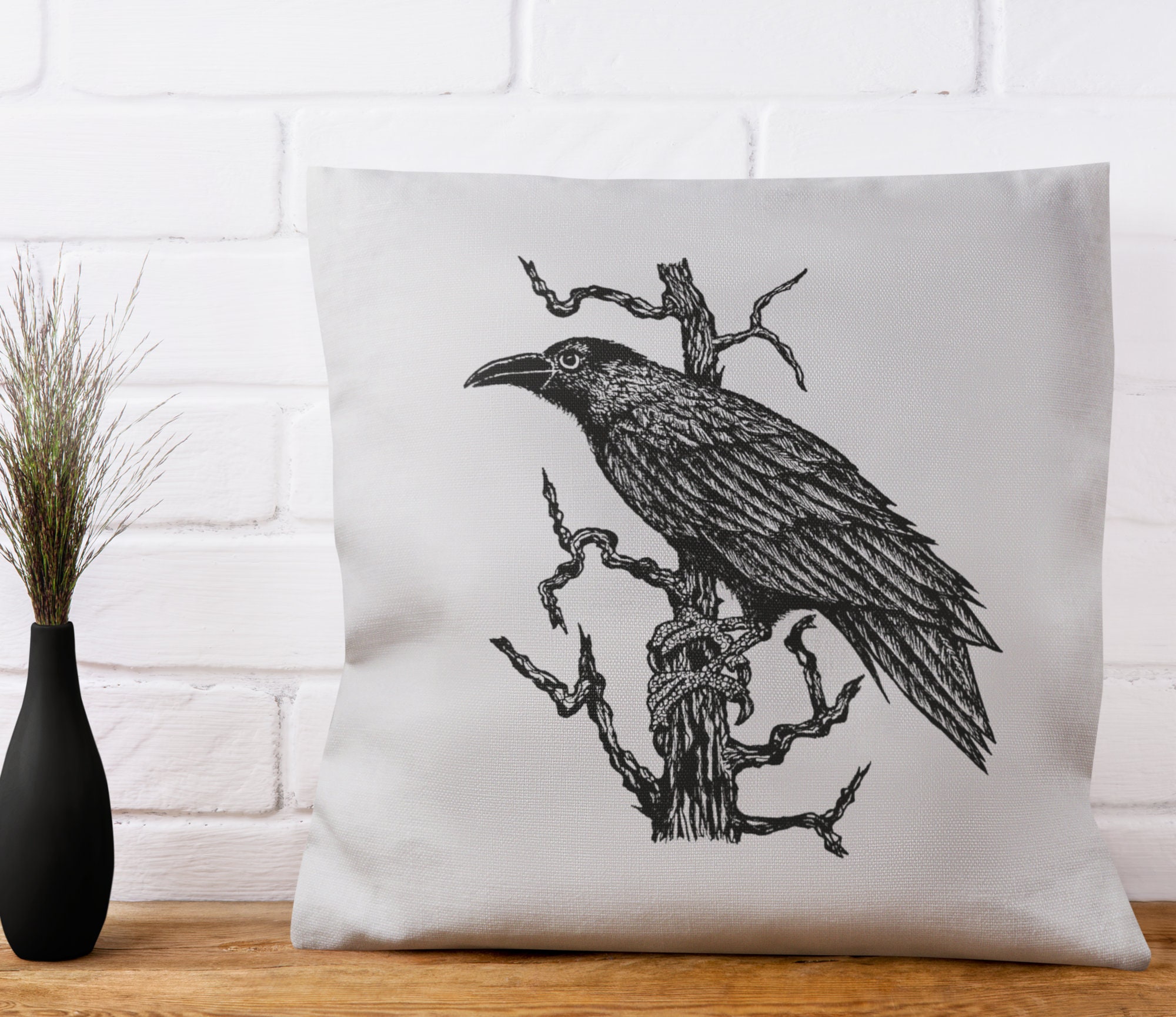Pillow Crow Sofa Cushion Goth Decoration Pillow With Cover Raven ...