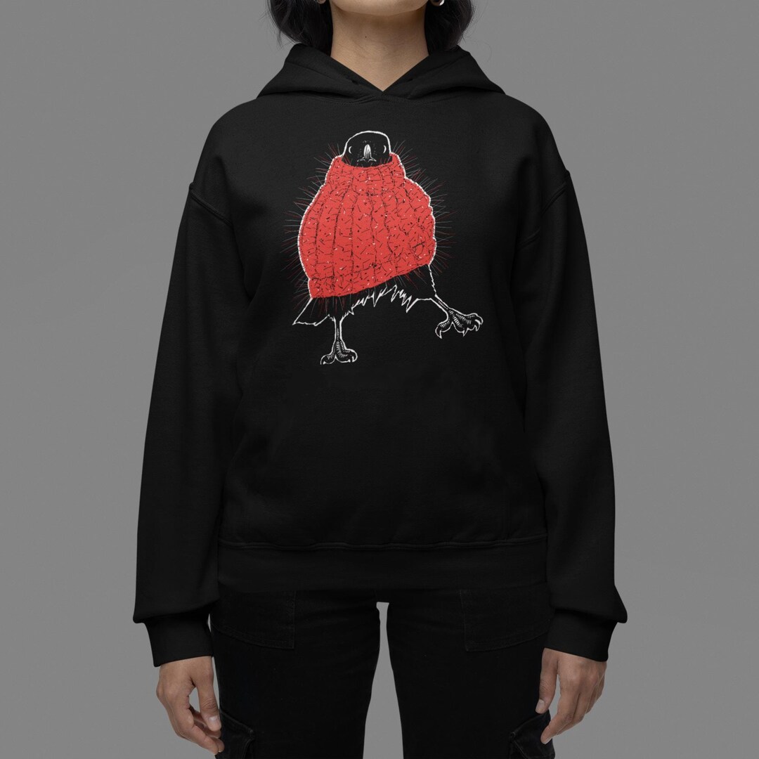 Organic Hoodie Black Funny Crow, Hoodie Eco, Crow Sweater, Long Sleeve ...