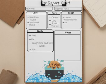 Customizable Digital Dog Grooming Report Card - Editable and Printable ...
