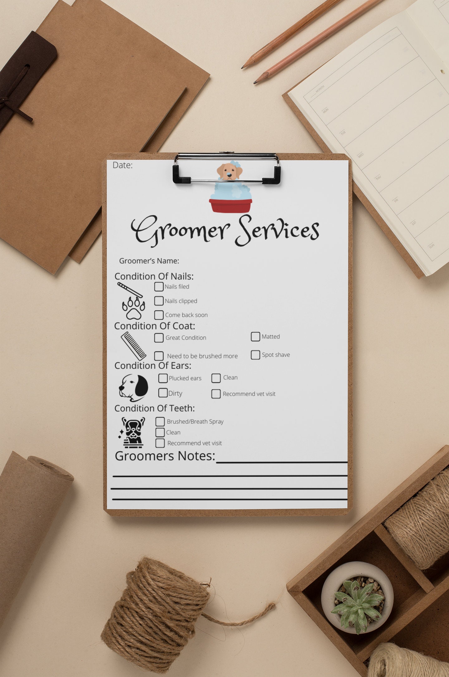 Customizable Digital Dog Grooming Report Card Editable and Printable ...