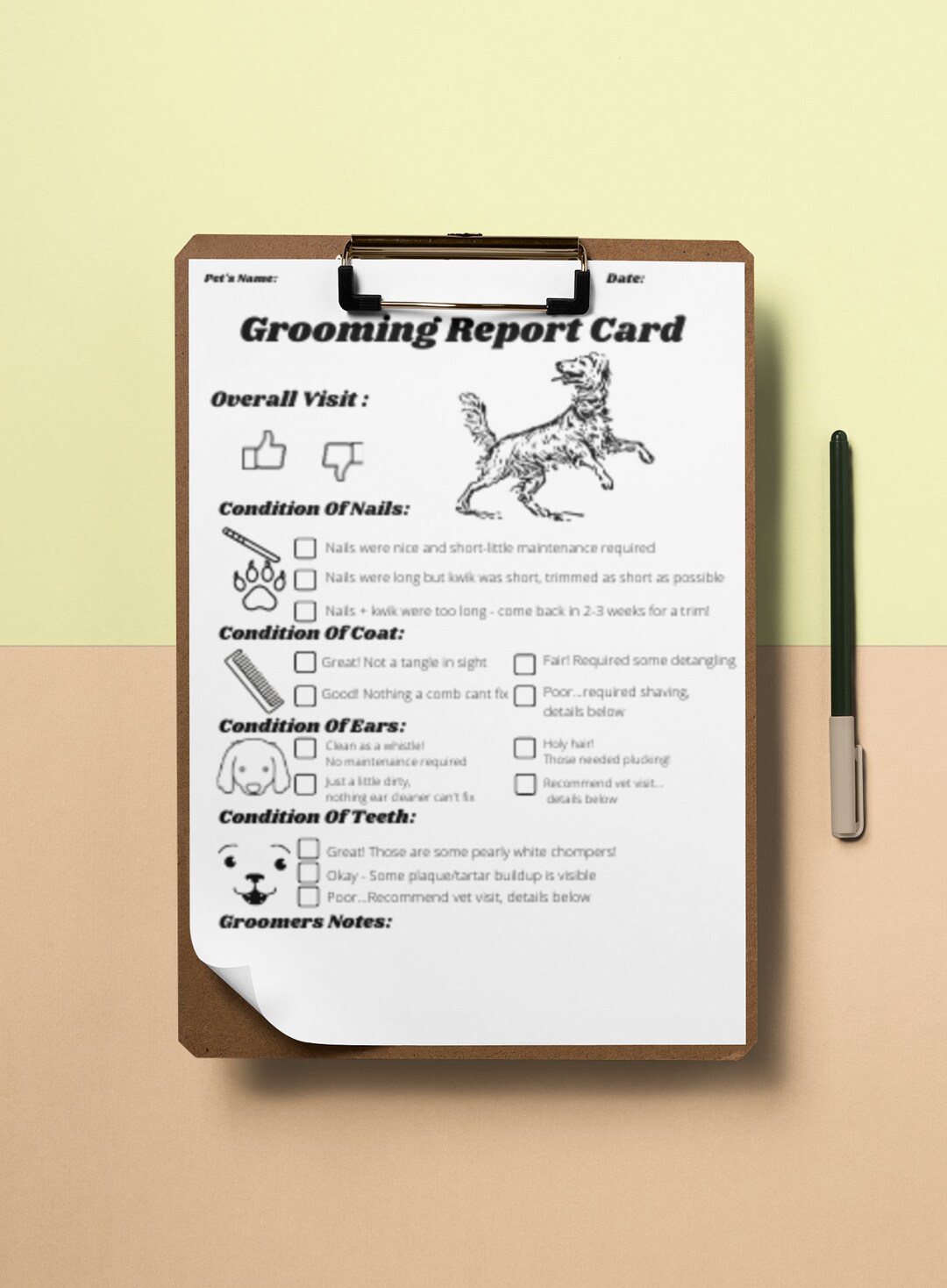 Customizable Digital Dog Grooming Report Card Editable and Printable ...