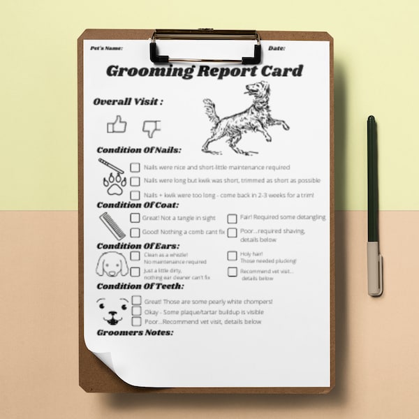 Printable Dog Grooming Report Card - Etsy