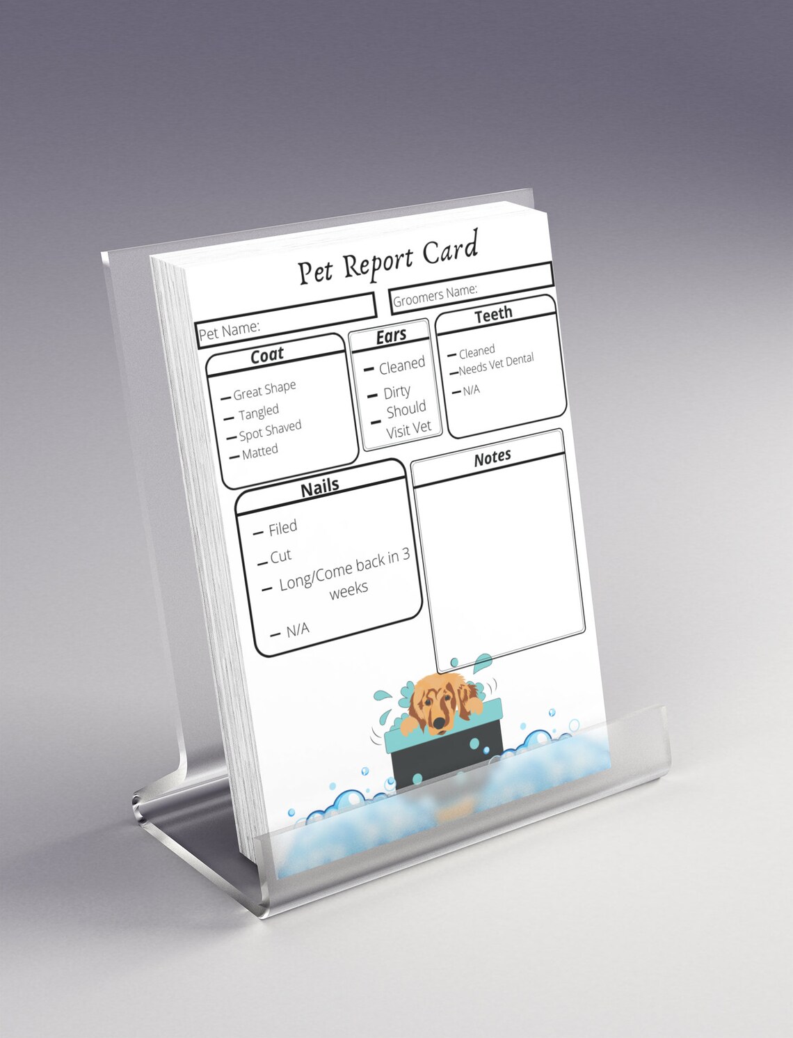 Customizable Digital Dog Grooming Report Card Editable and Printable ...