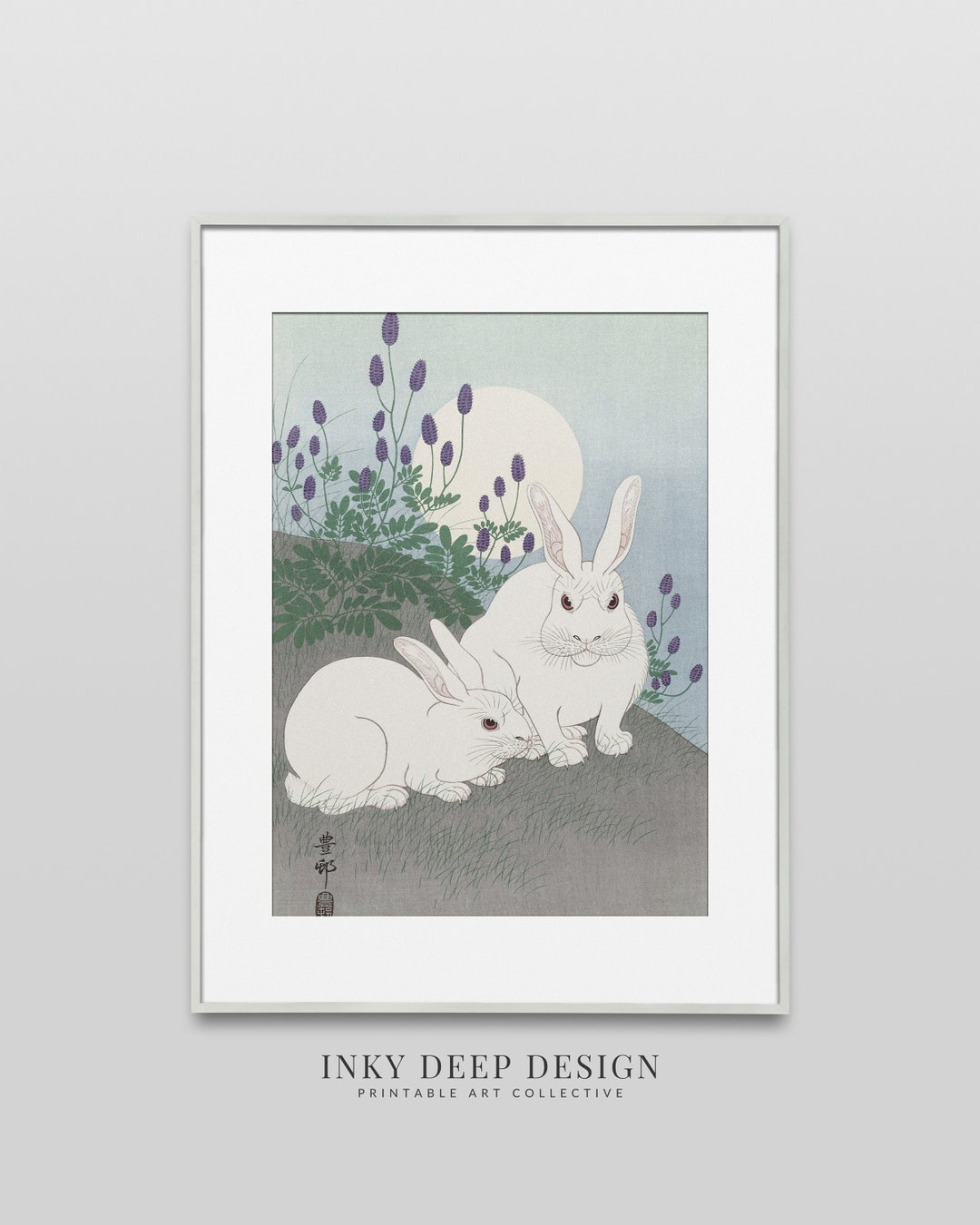 Vintage Japanese Wall Art, Rabbit Art Print, Ukiuyo-e Print, Ohara ...