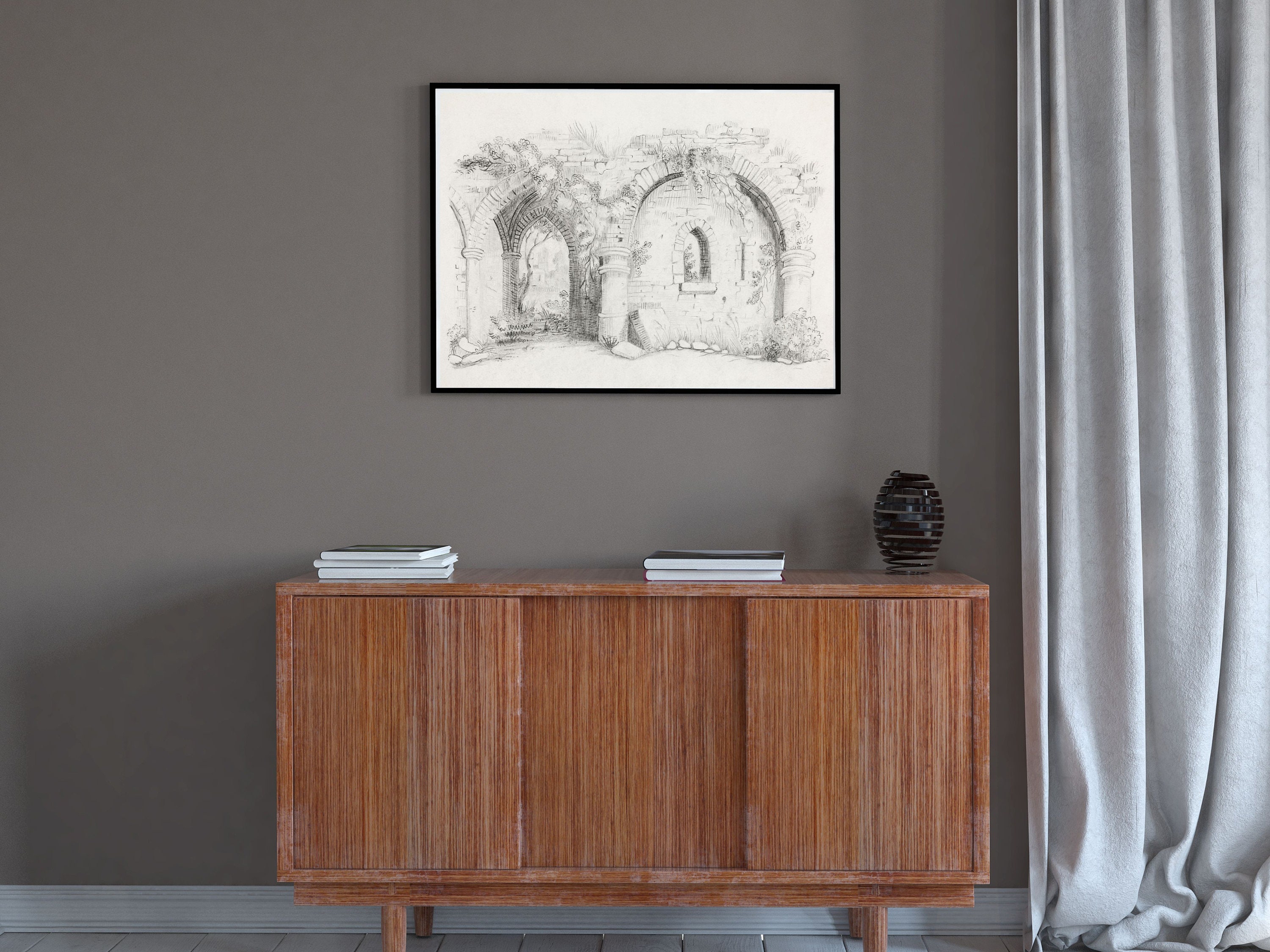 Wall Art Sketch of Ruins Architecture Sketch Art Architectural ...