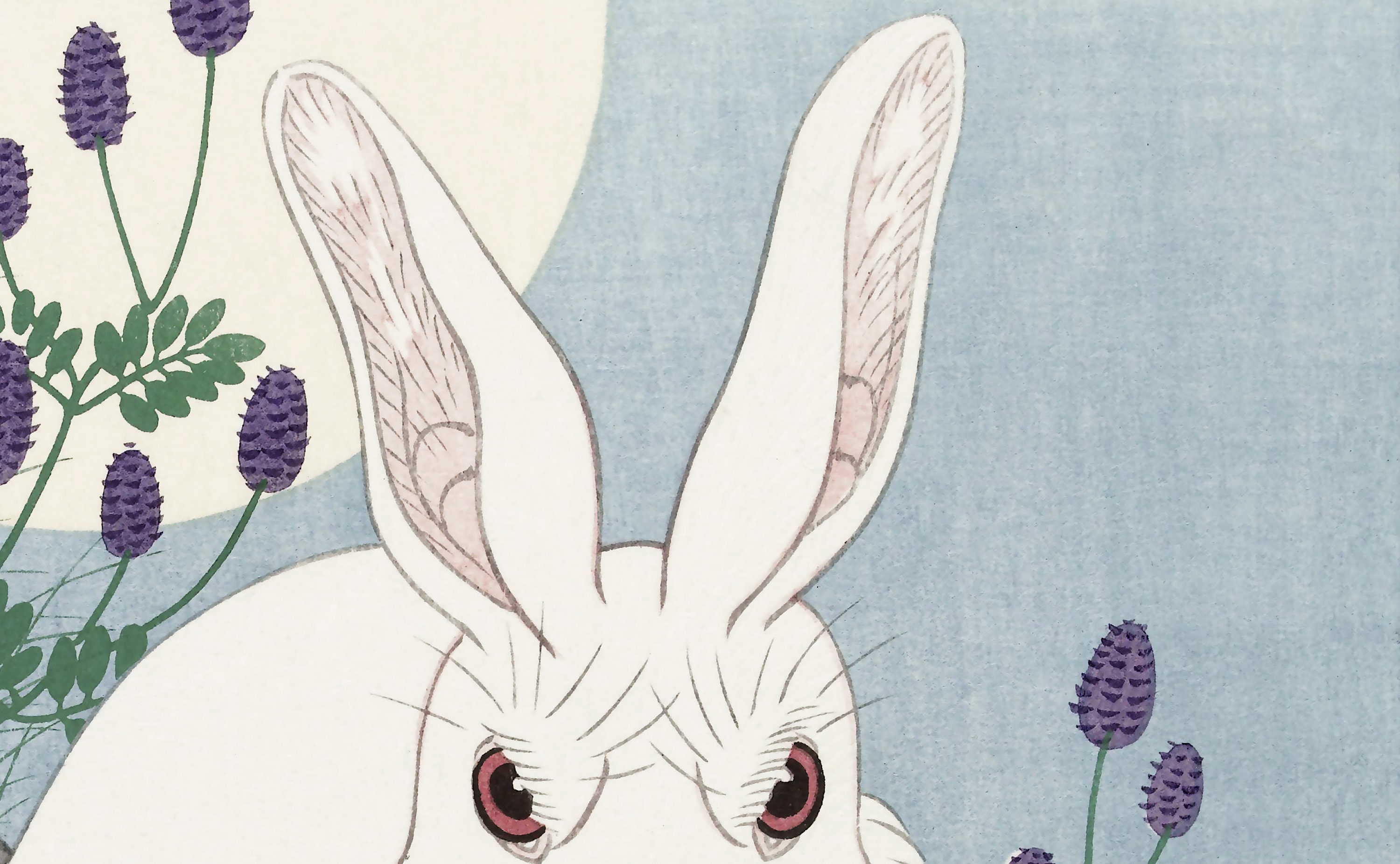 Vintage Japanese Wall Art, Rabbit Art Print, Ukiuyo-e Print, Ohara ...