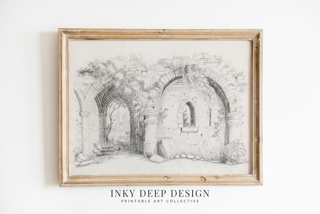 Wall Art Sketch of Ruins Architecture Sketch Art Architectural ...