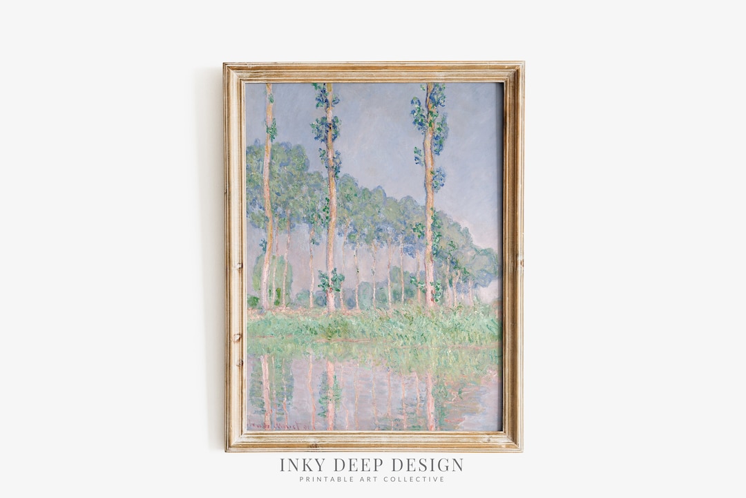 French Impressionist Claude Monet Print Poplar Tree Painting Vintage ...