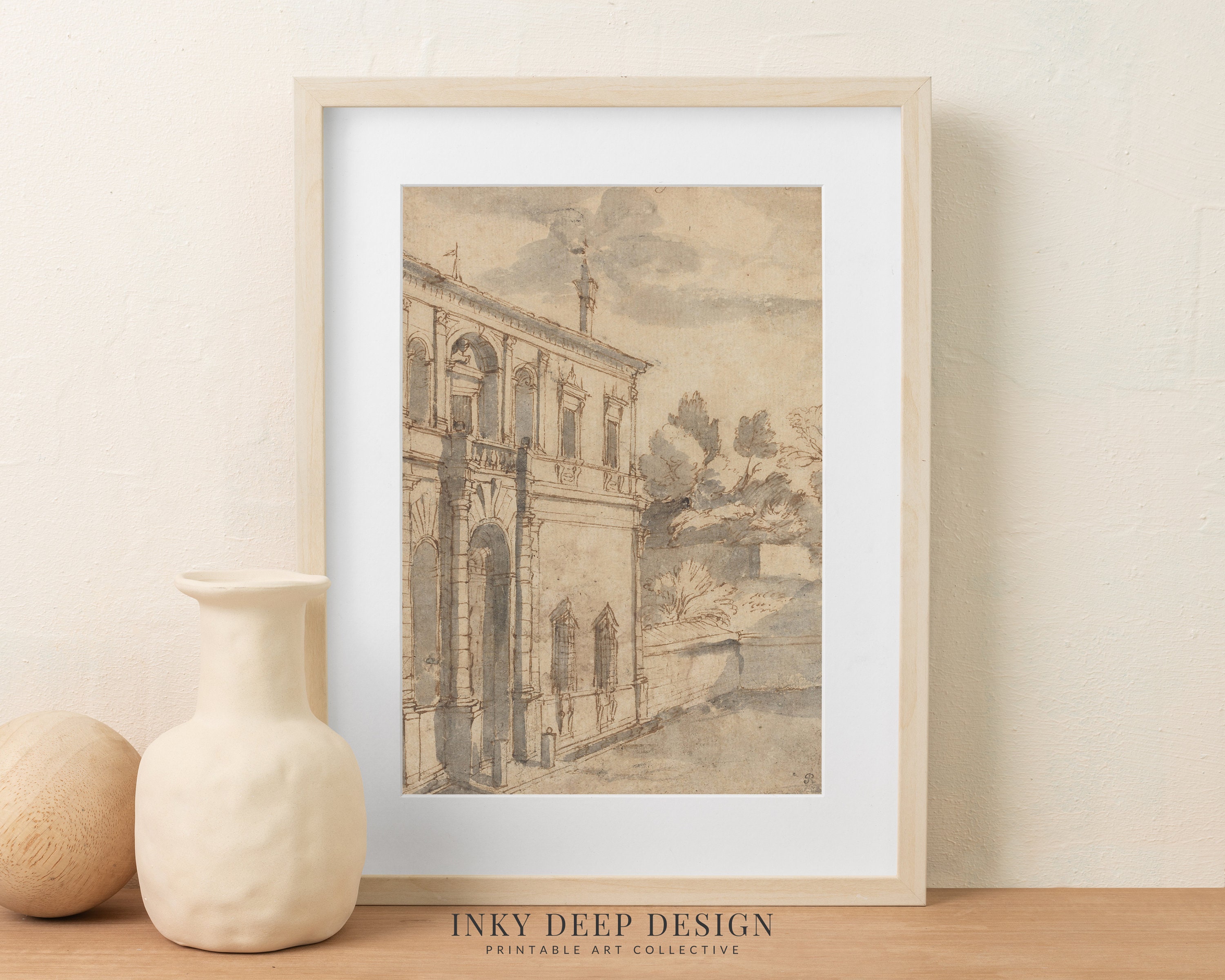 Ancient Rome Architecture Sketch Art Vintage Muted Wall Art Old Sketch ...