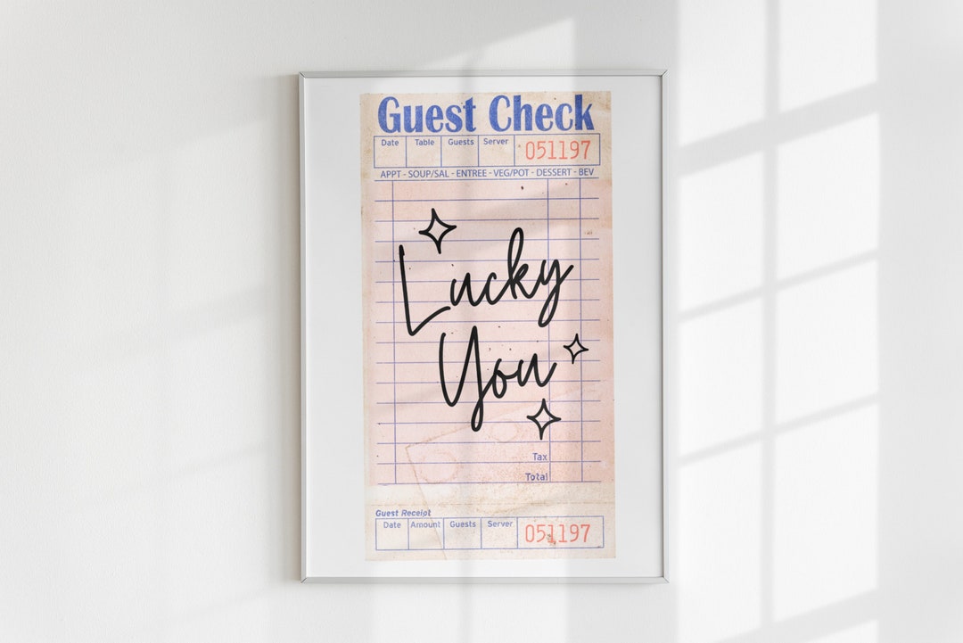 Guest Check Print Lucky Girl Syndrome Pink Guest Check Wall - Etsy