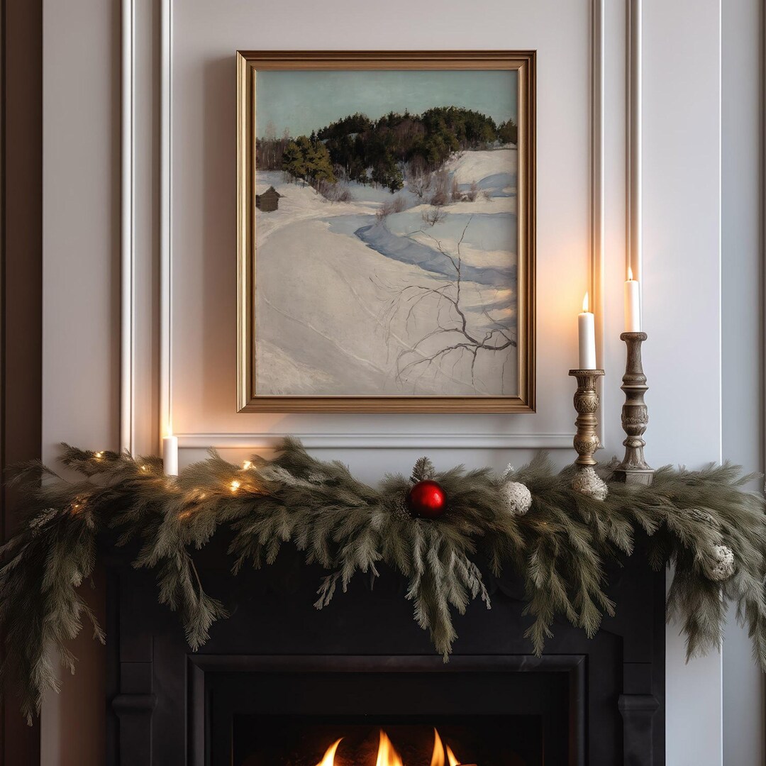 Snowy Winter Print Winter Printable Landscape Wall Art Vintage European ...