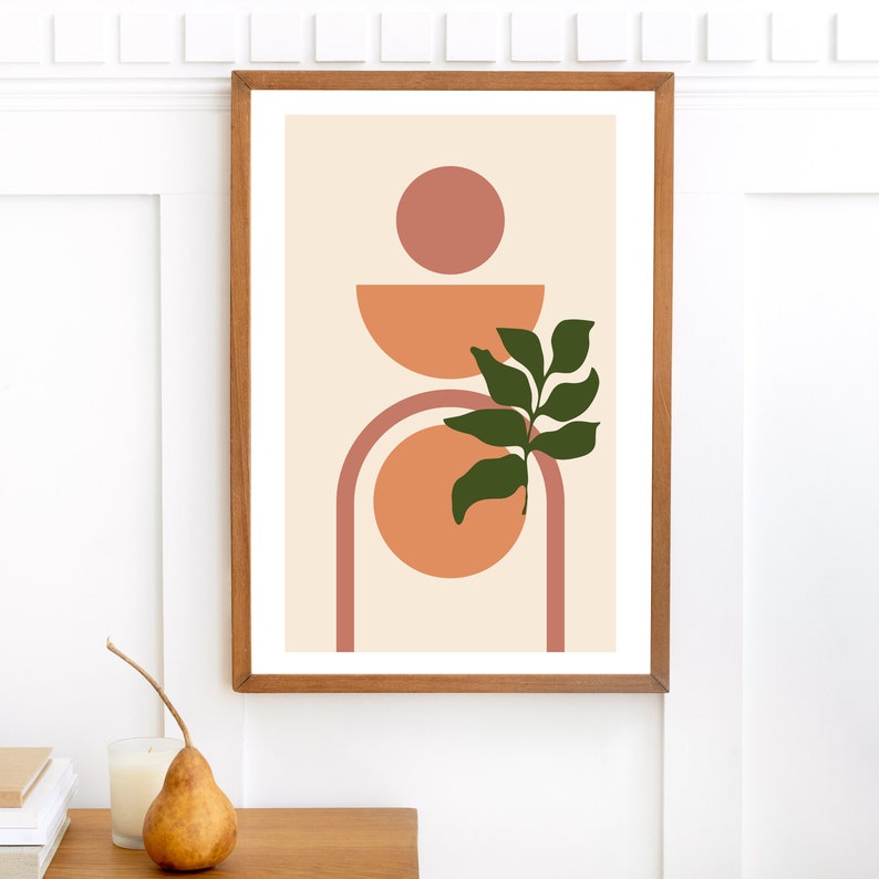 Boho Wall Art Burnt Orange Art Work Geometric Shapes Terracotta ...