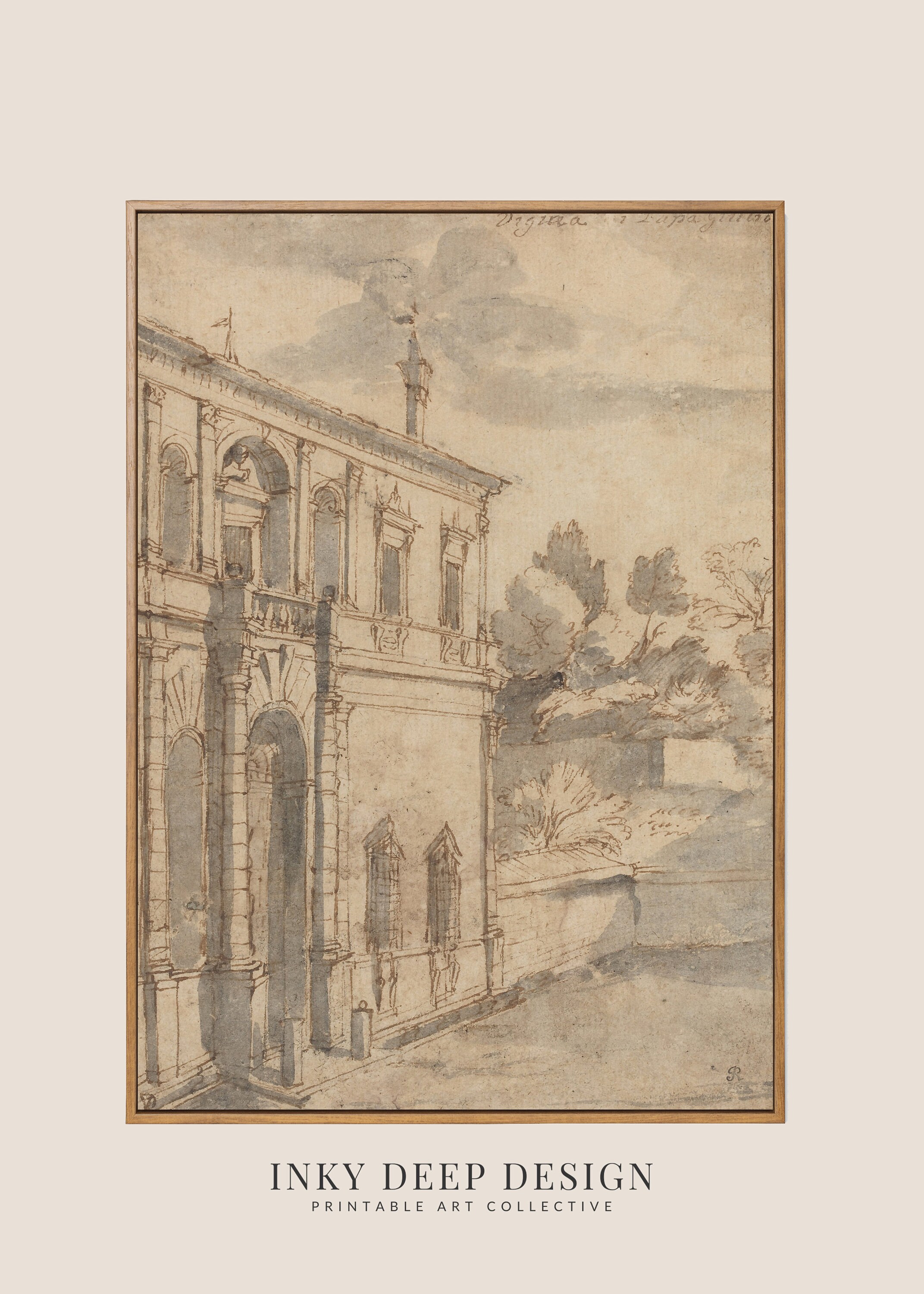 Ancient Rome Architecture Sketch Art Vintage Muted Wall Art Old Sketch ...