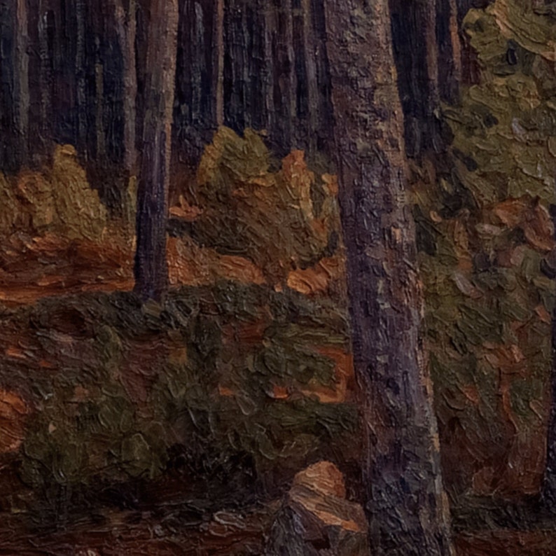 Forest Painting, Dark Forest Print, Dark Nature Wall Art, Vintage Dark ...