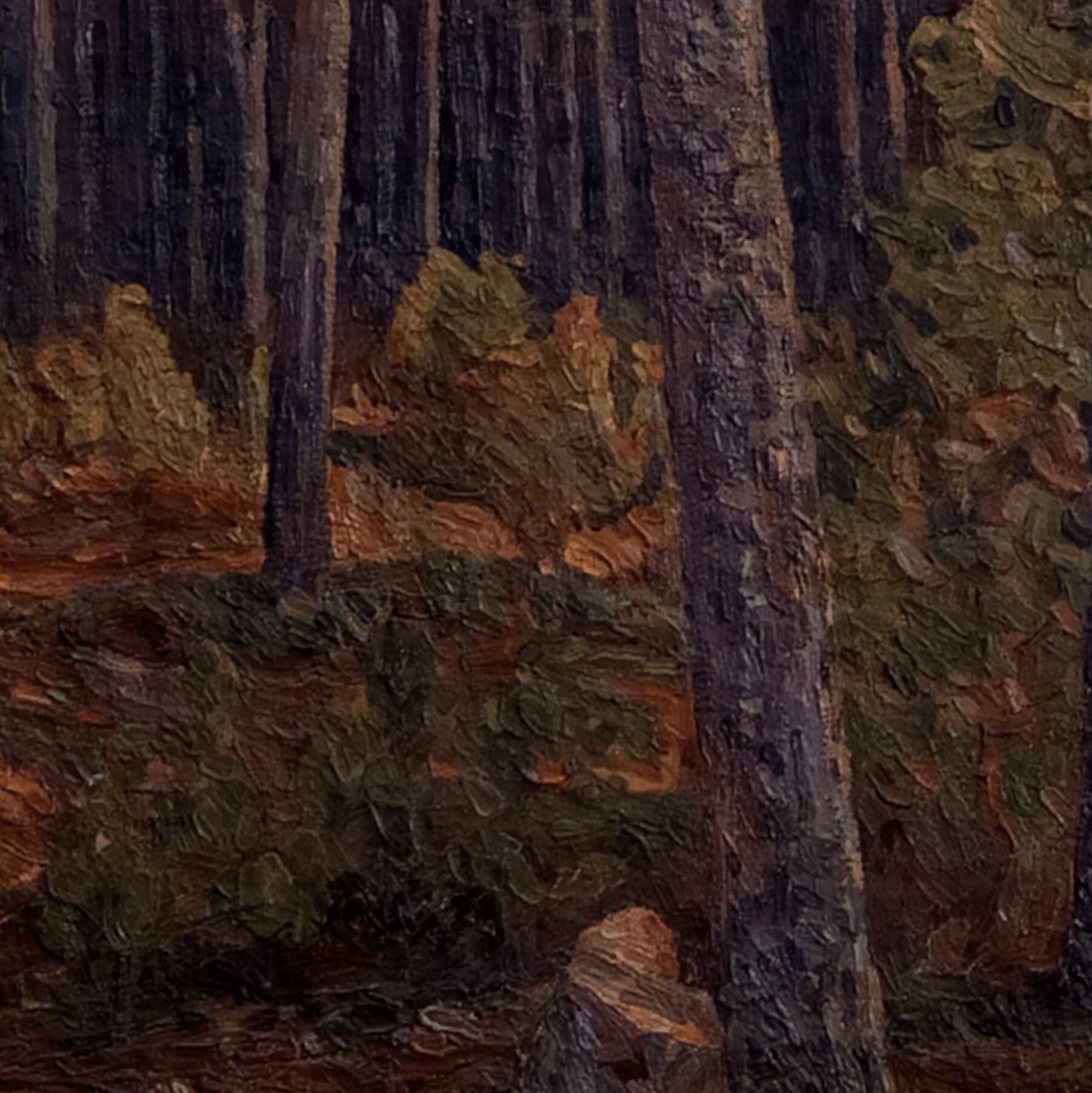 Forest Painting, Dark Forest Print, Dark Nature Wall Art, Vintage Dark ...