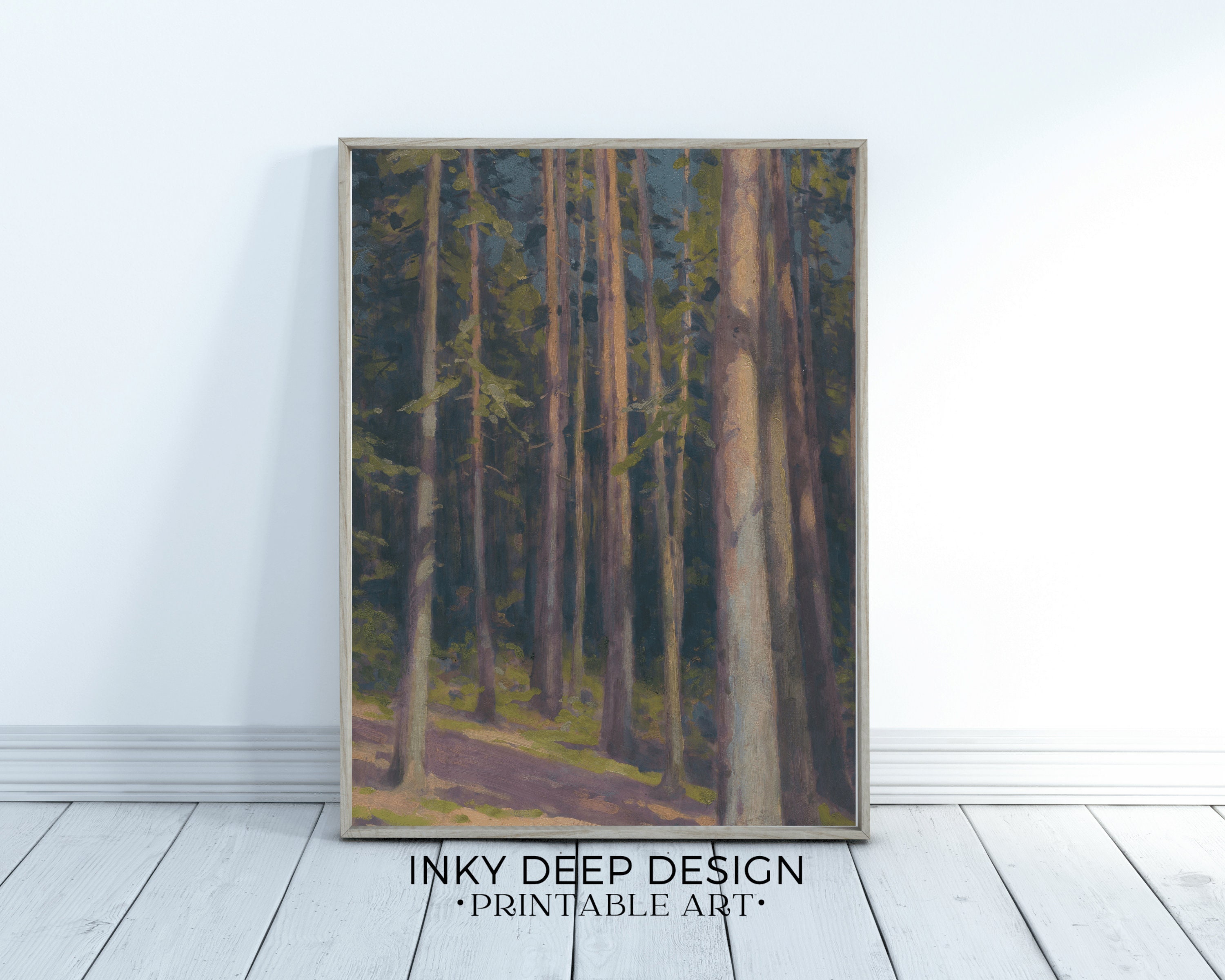 Dark Forest Print, Forest Painting, Forestcore Decor, Forest Wall Art ...