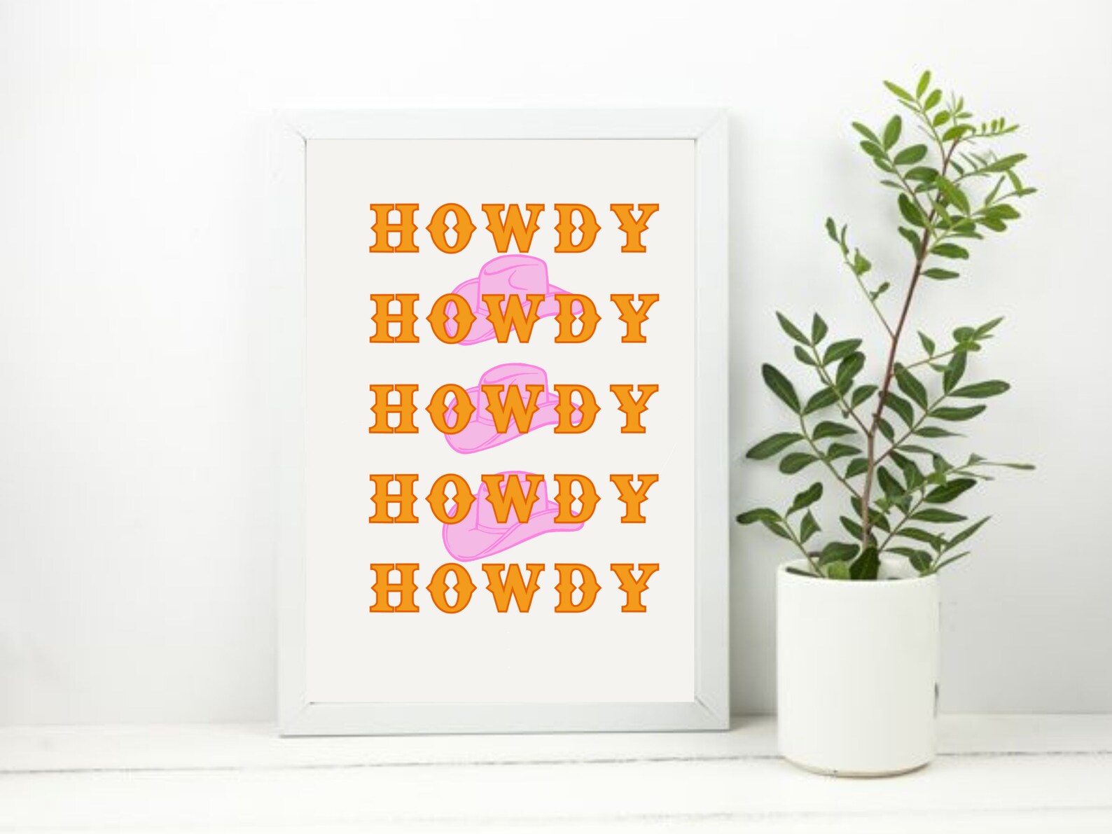 Howdy Howdy Print Cute Girly Wall Art Pink and Orange - Etsy