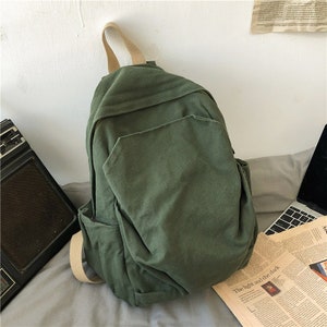 Backpacks Women Solid Color Zipper School Bag Stylish Simple - Etsy