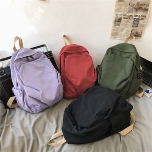 Backpacks Women Solid Color Zipper School Bag Stylish Simple - Etsy