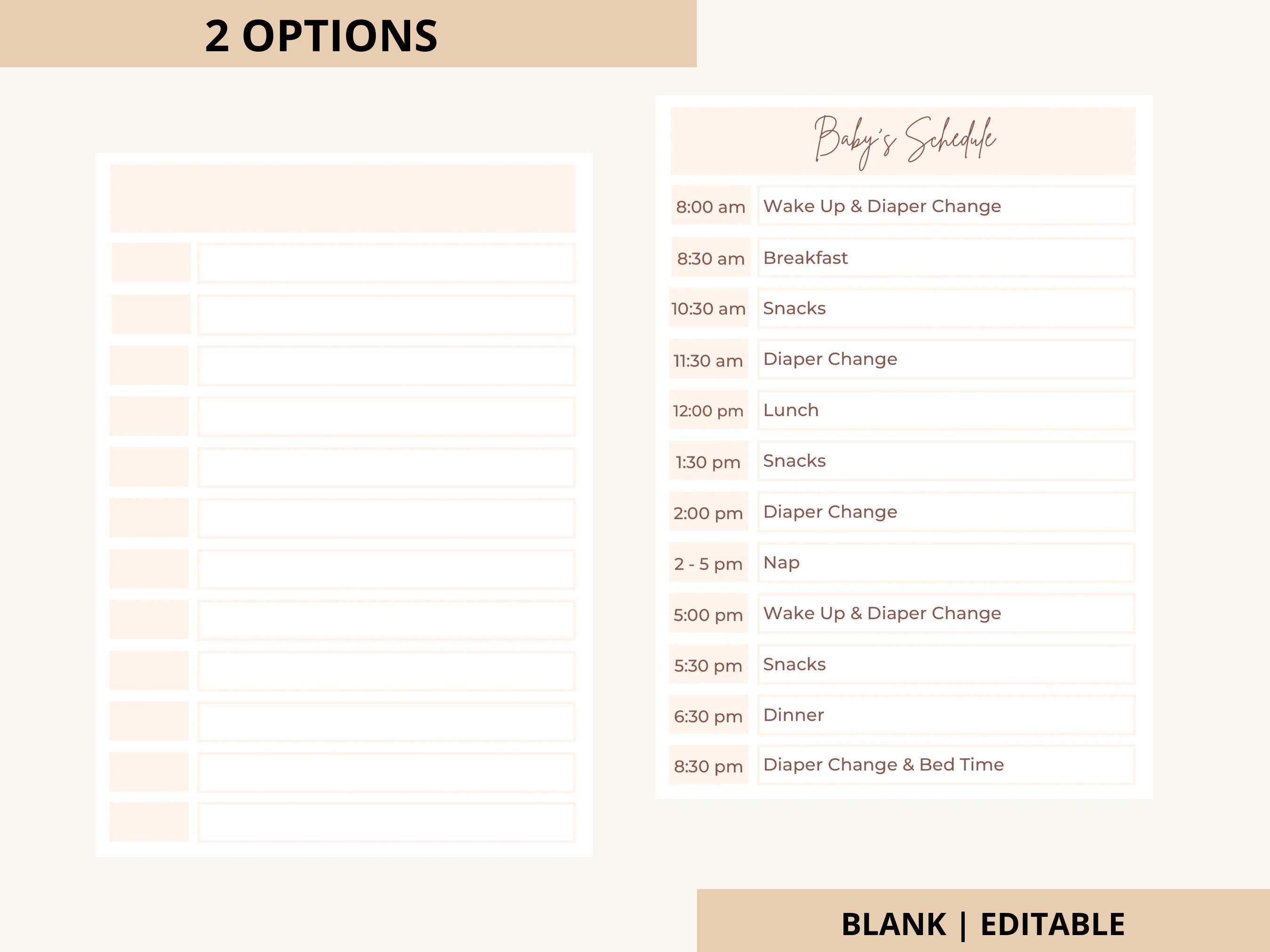 BABY & TODDLER SCHEDULE | Editable and Printable Babysitter Daily ...