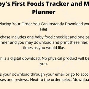 BABY FOOD CHECKLIST | Food Checklist & Weekly Meal Plan Printables ...