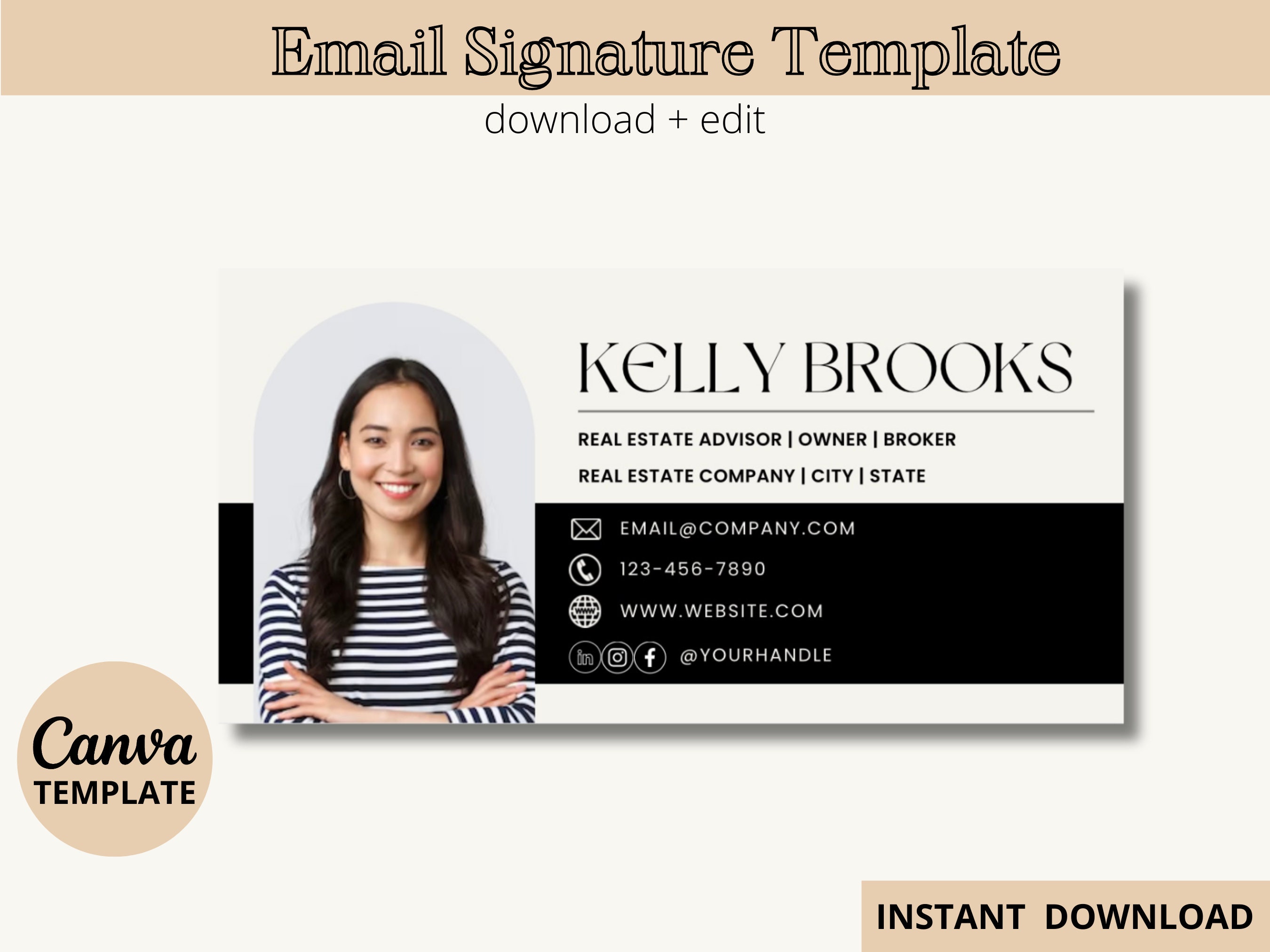 EMAIL SIGNATURE TEMPLATE | With Photo, Editable, Minimalist, Instant ...