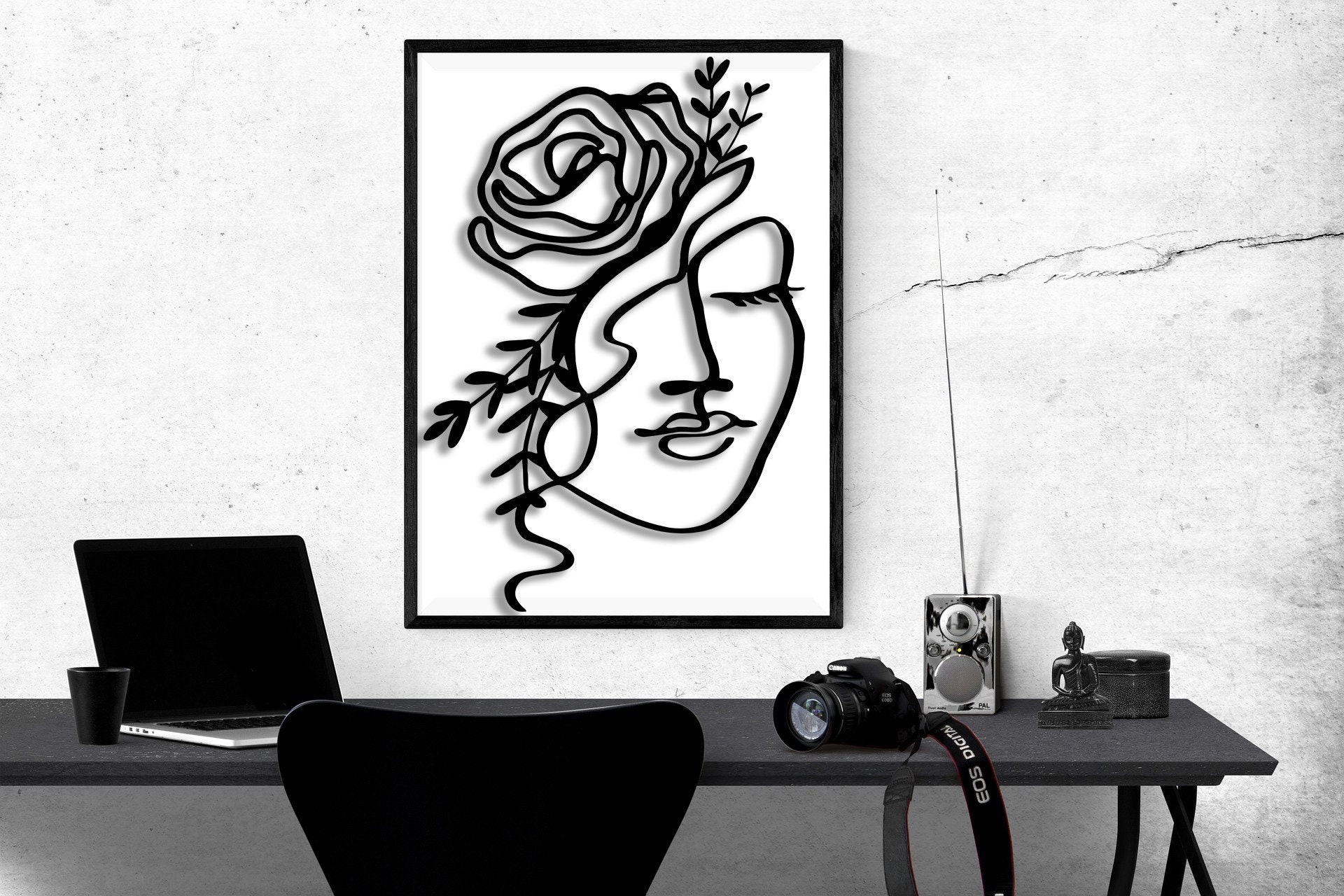 Minimalist Svg Beautiful Woman Face Woman With Rose - Etsy