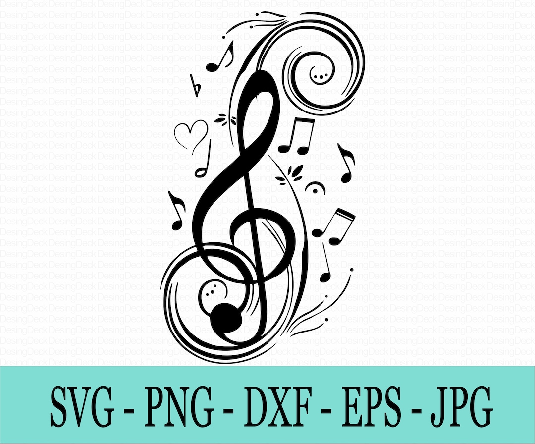 Floral Treble Clef SVG: Music Notes Vector (digital Download) - Etsy
