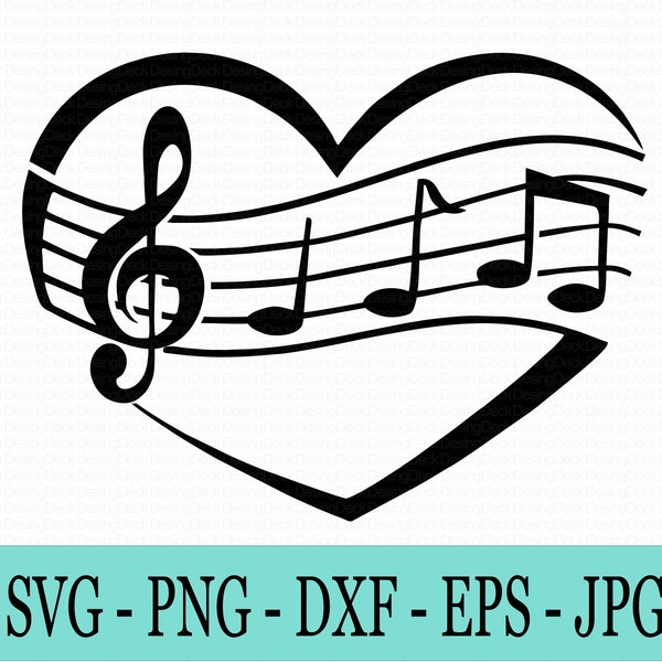 Heart Music Notes - Etsy