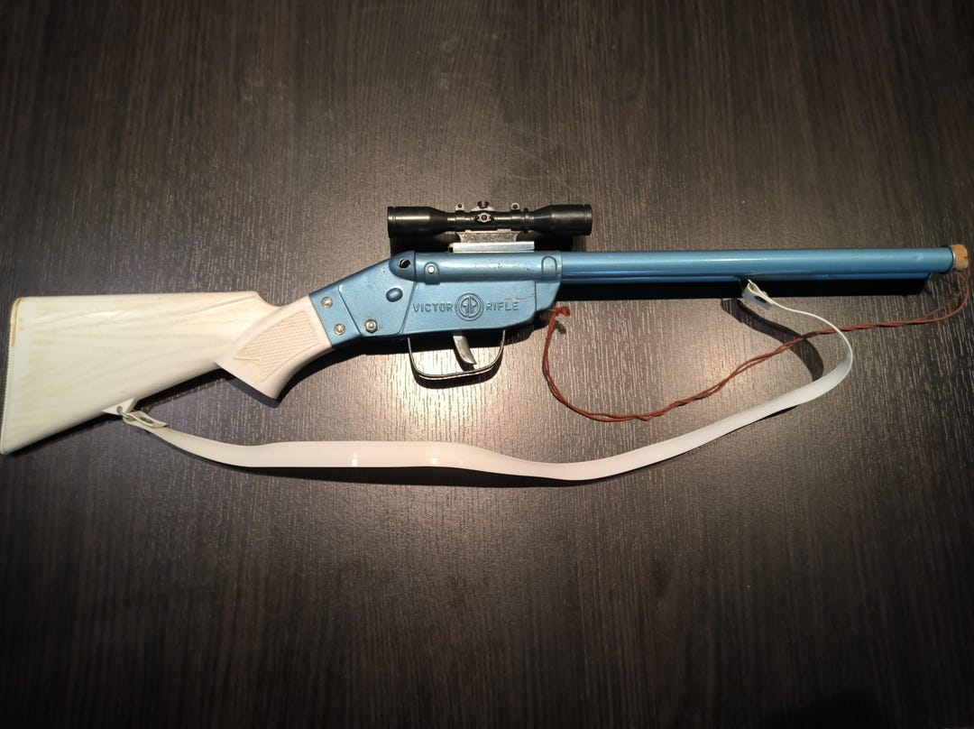 Rare Vintage Victor Rifle Western Tin Toy Cork Gun Rifle Works Great ...