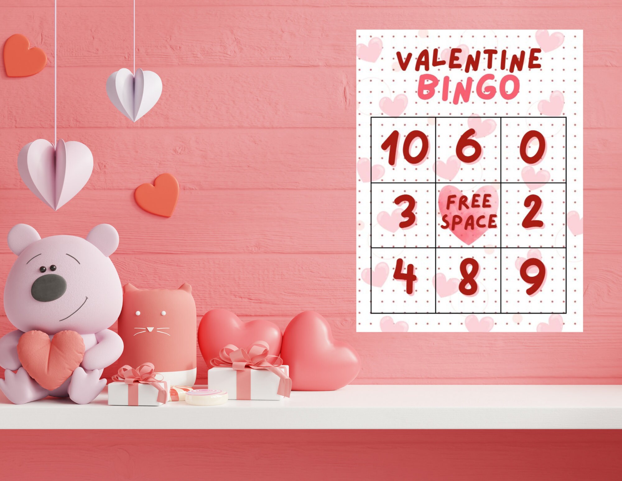 Valentines Day Bingo Preschool/kindergarten Number Recognition 0-10 - Etsy