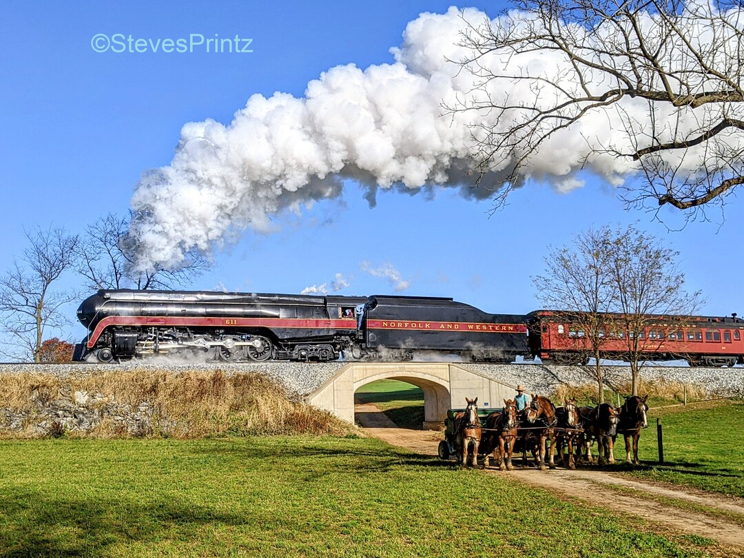 Queen of Steam - N&W 611 - Strasburg Rail Road - Bridge - Etsy
