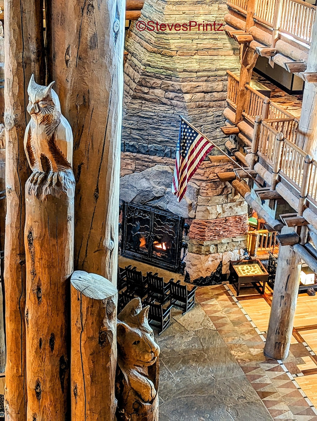 Disney's Wilderness Lodge - Totem - American Flag - Lobby - Etsy