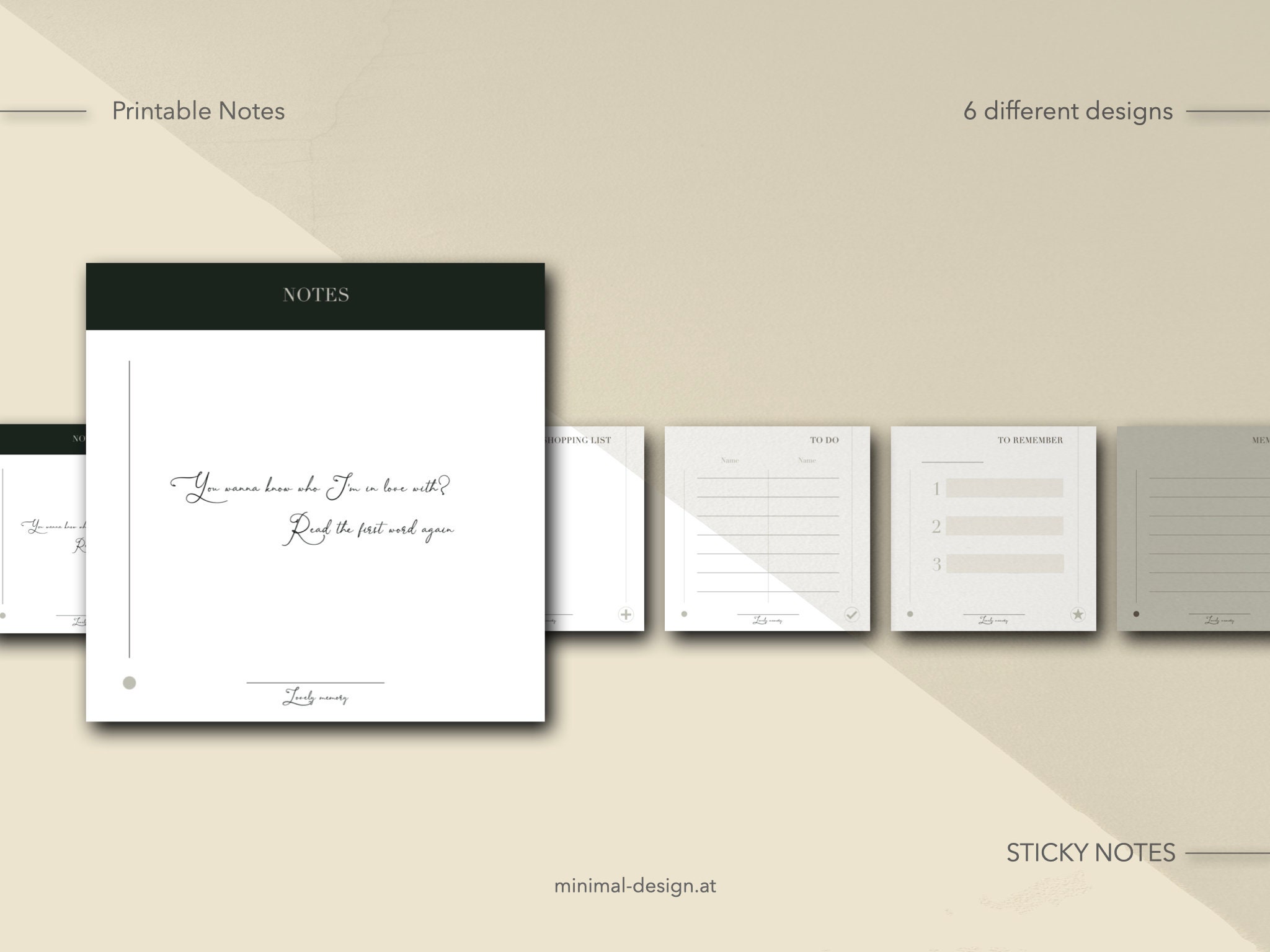 Sticky Note Printable I 3 X 3 in I Notes Template I Memo Card I PDF ...