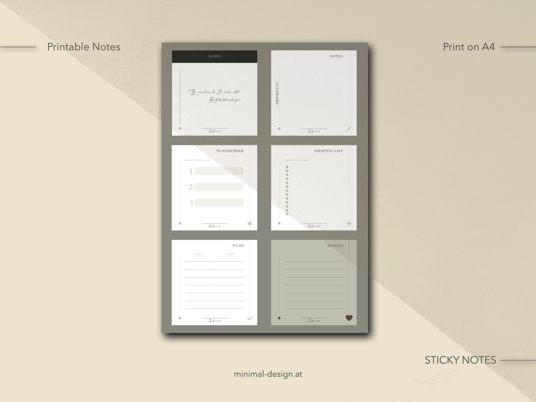 Sticky Note Printable I 3 X 3 in I Notes Template I Memo Card I PDF ...