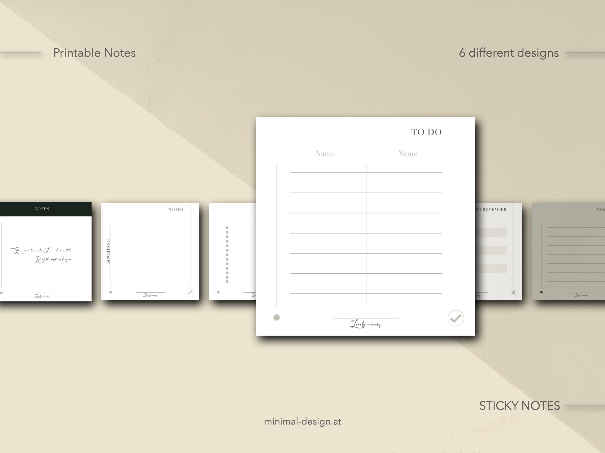 Sticky Note Printable I 3 X 3 in I Notes Template I Memo Card I PDF ...