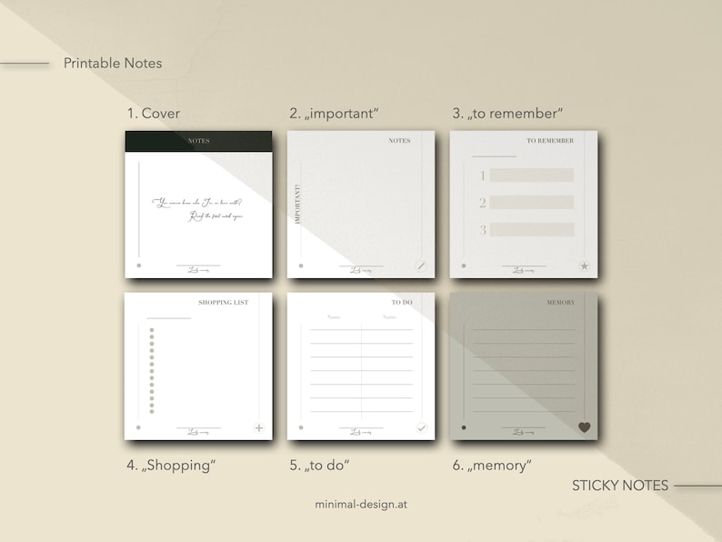 Sticky Note Printable I 3 X 3 in I Notes Template I Memo Card I PDF ...