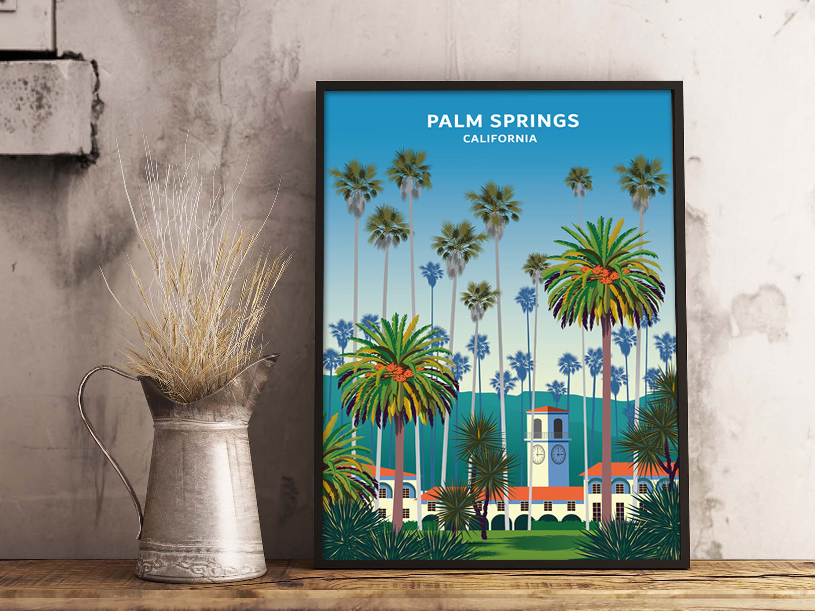 California Travel Poster Palm Springs Art Print World Travel - Etsy