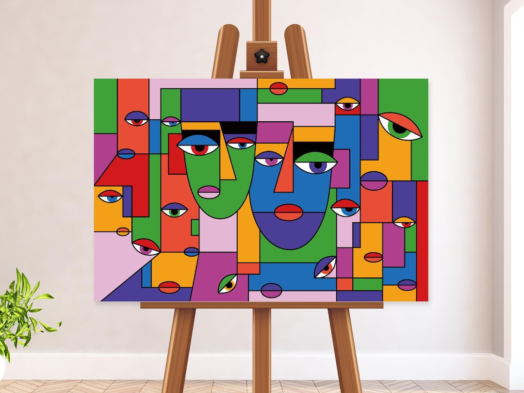 Modern Portrait Oil Painting Print Abstract People Faces Painting ...