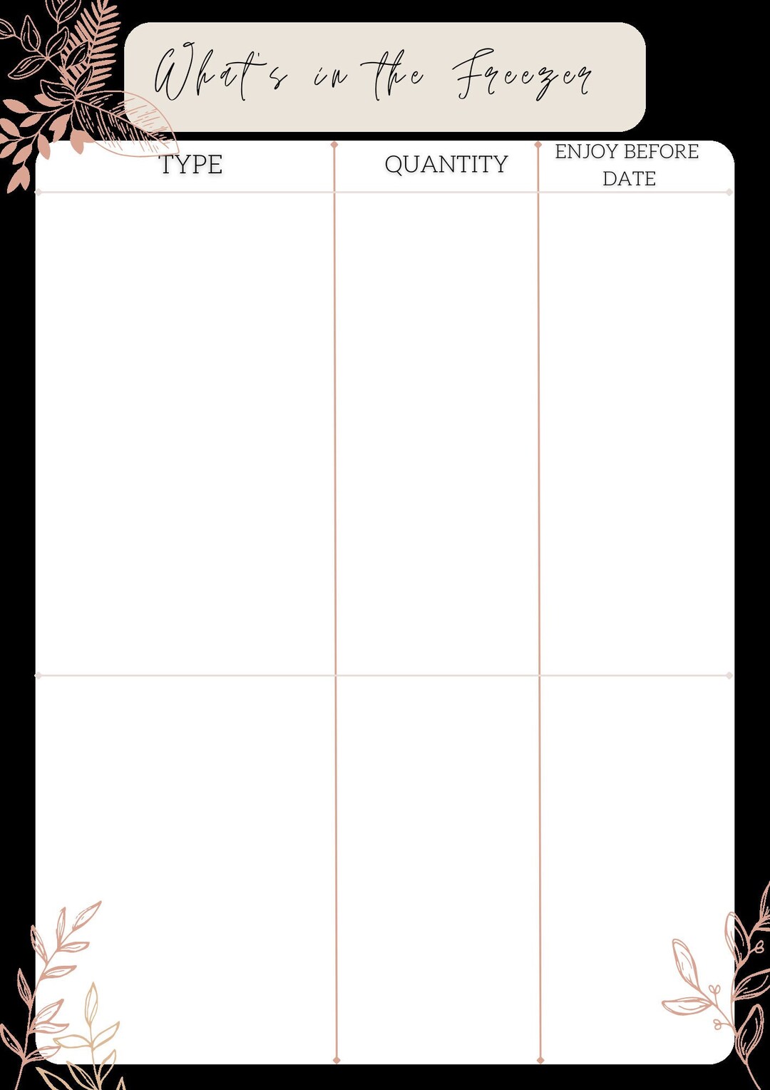 Freezer Inventory Sheet for Laminate (DOWNLOAD ONLY) - Etsy
