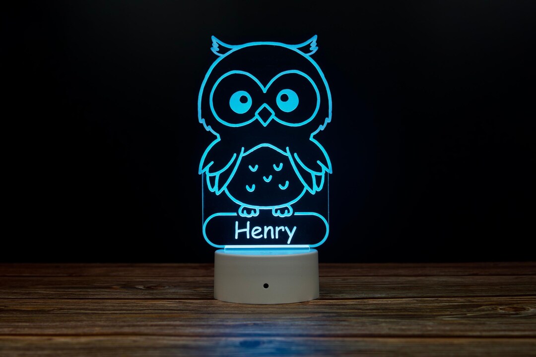 Owl Personalized Acrylic Night Light for Kids, Handmade Engraved LED ...
